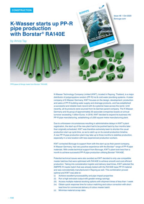 Ampacet Masterbatch Selected for PP-R Pipes | AMPACET CORPORATION